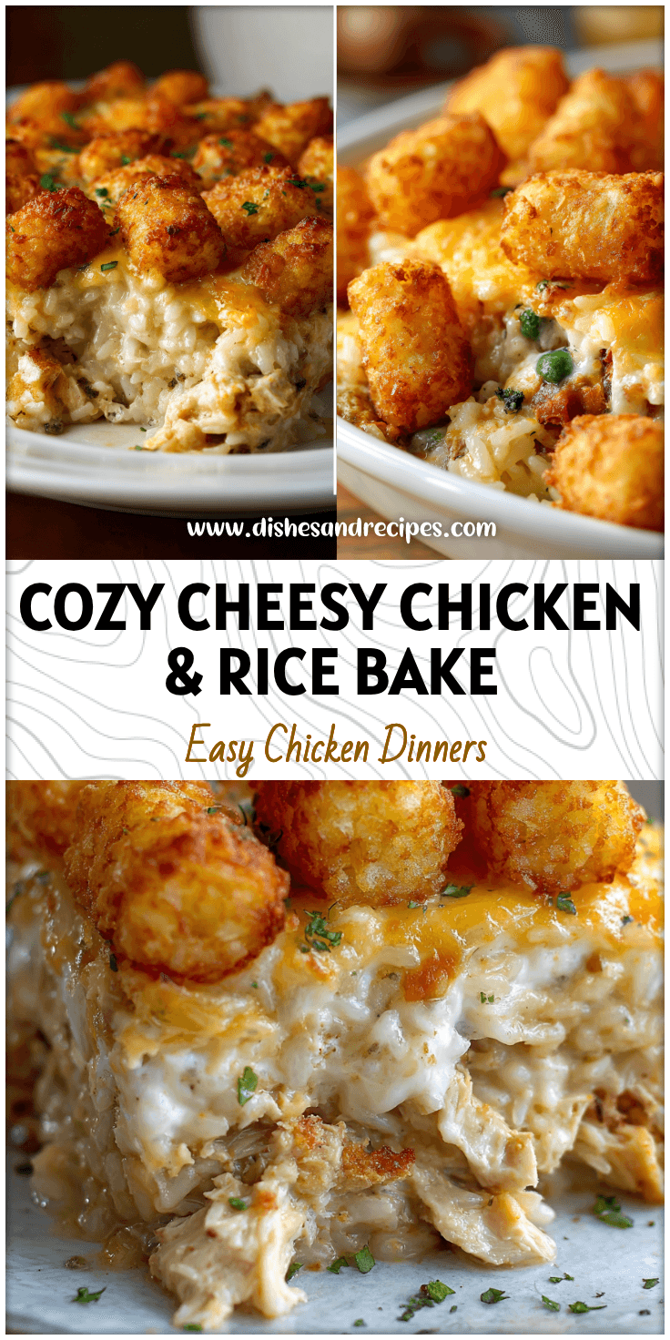 Cheesy Chicken & Rice Winter Bake with Tater Tots Crunch