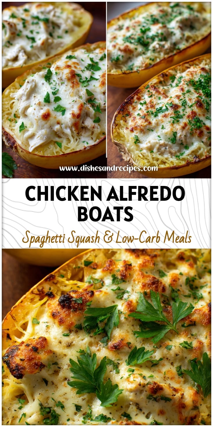 Chicken Alfredo Spaghetti Squash Boats: Easy Low-Carb Recipe