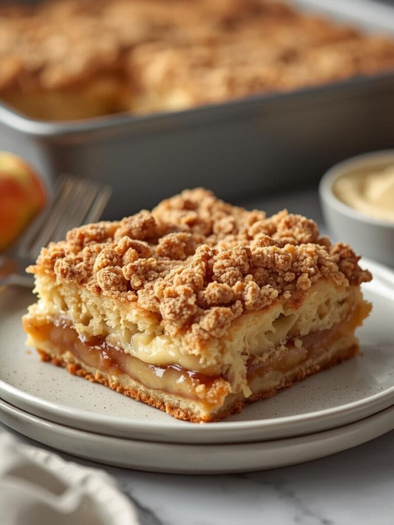 Apple Cinnamon Crumble Cake with Cream Cheese Filling